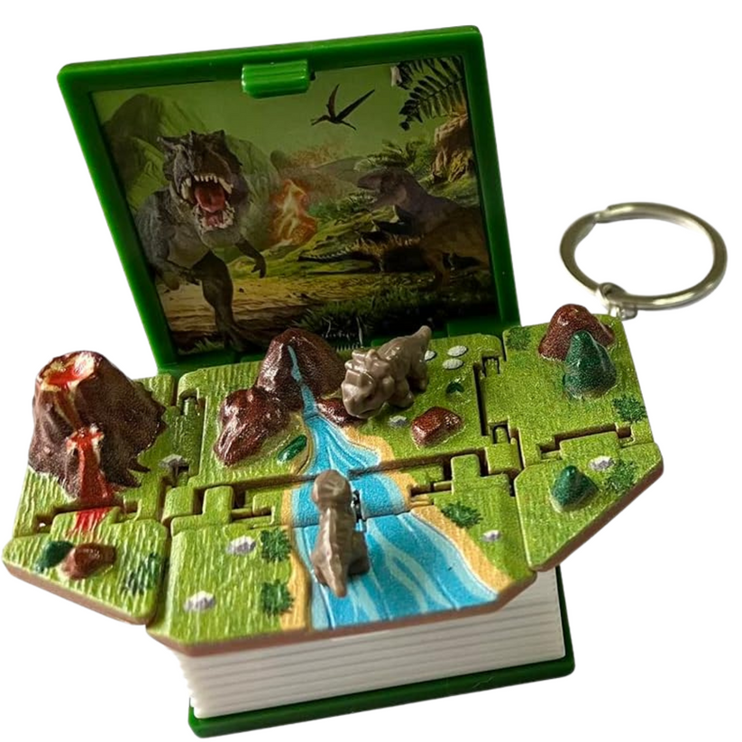 Dinosaur Toys Folding Pop-Up Book Keychain | Prehistoric Fun ...